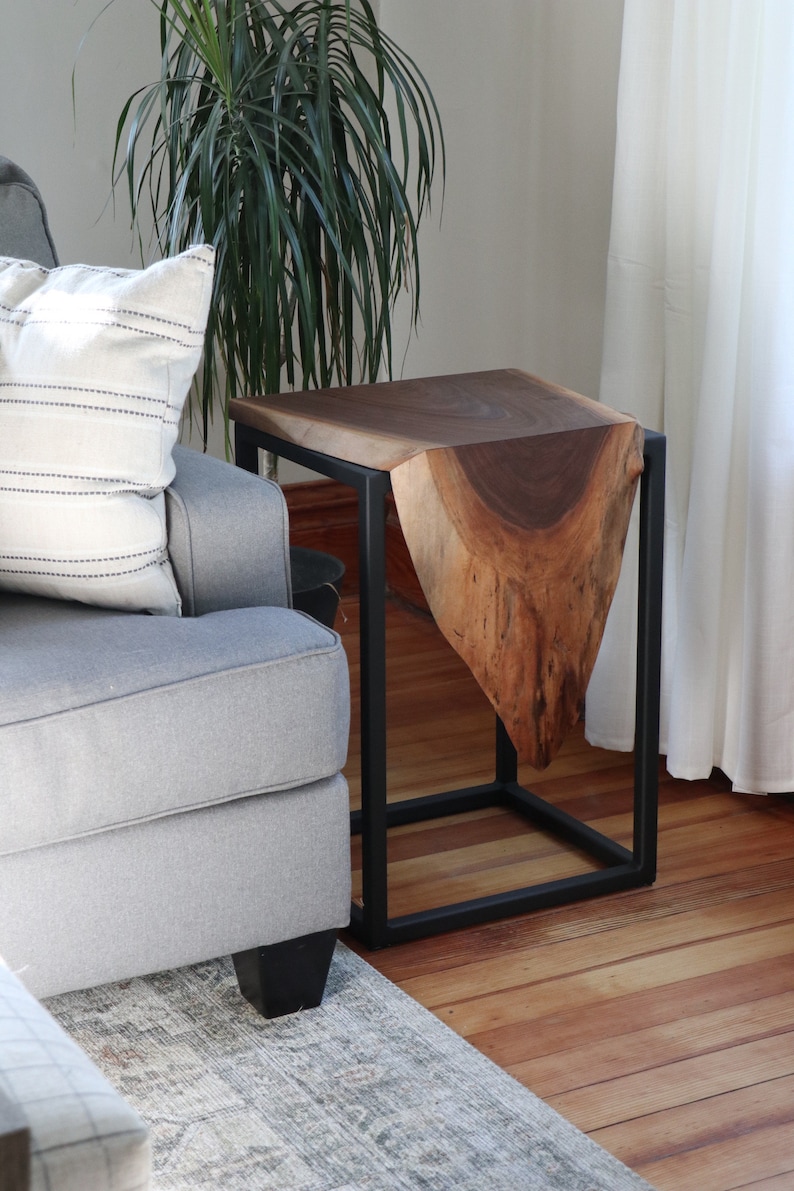 Live Edge Walnut Waterfall Cube Side Table - Etsy