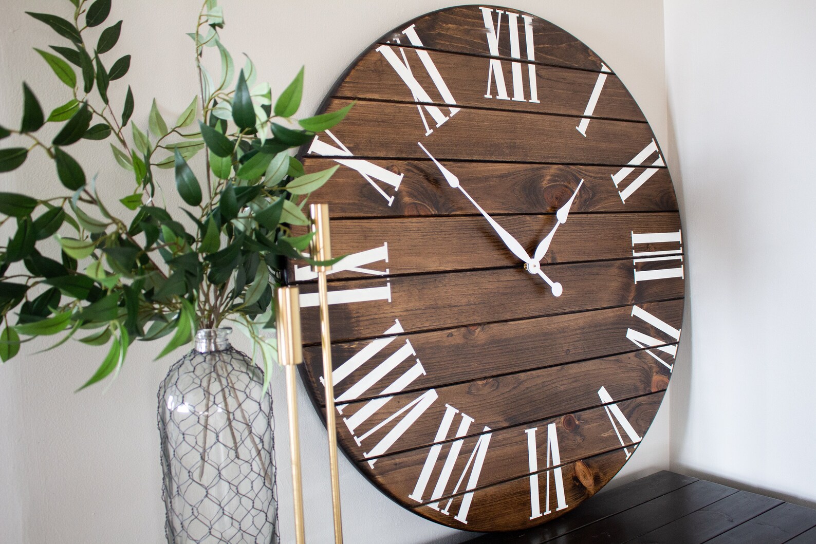 Large Distressed Wall Clock Stained Clock Painted Clock | Etsy