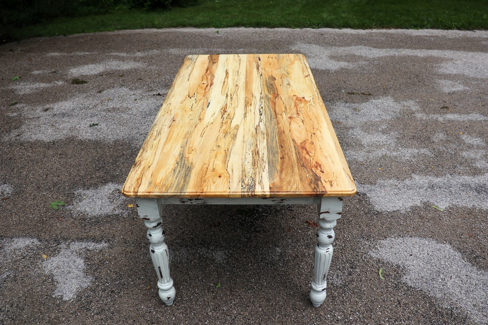 Spalted Maple Farmhouse Dining Table, White-distressed Paint - Etsy