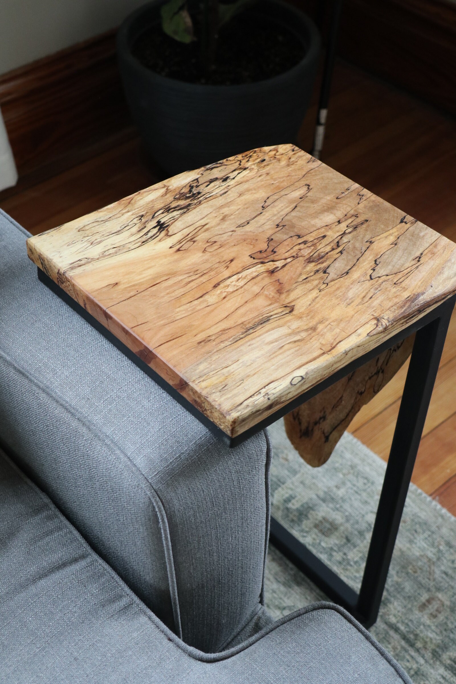 Walnut Waterfall C Table, Laptop Table, Side Table, Industrial Side ...