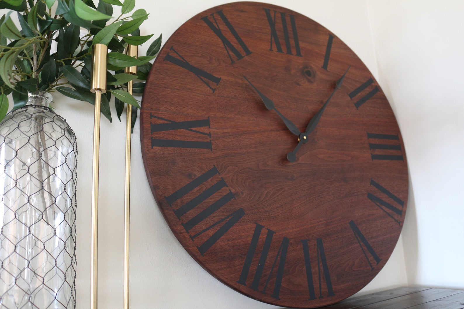 Solid Walnut Wall Clock, Walnut Clock, Large Wall Clock, Decor, Wall ...