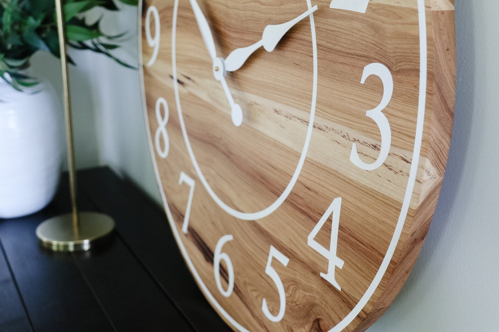 Hickory Wood Clock Regular Numbers Wooden Clock Large Wall - Etsy