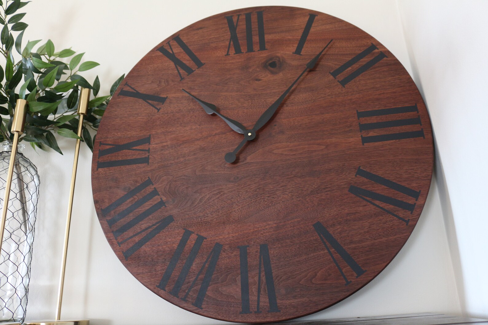Solid Walnut Wall Clock, Walnut Clock, Large Wall Clock, Decor, Wall ...