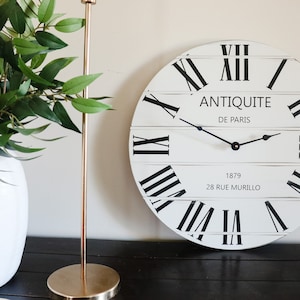 French Style White Lightly Distressed Large Wall Clock, Wall Clock ...