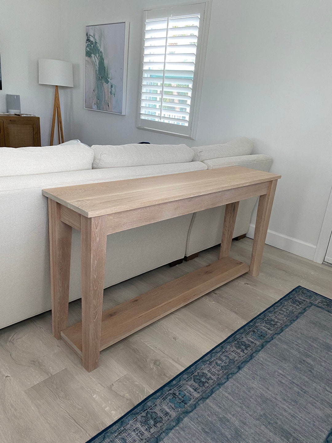 White Oak Modern Console Table, Modern Style, White Stained Solid Wood ...