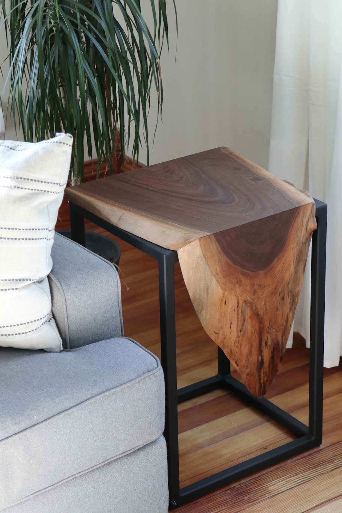 Live Edge Walnut Waterfall Cube Side Table - Etsy