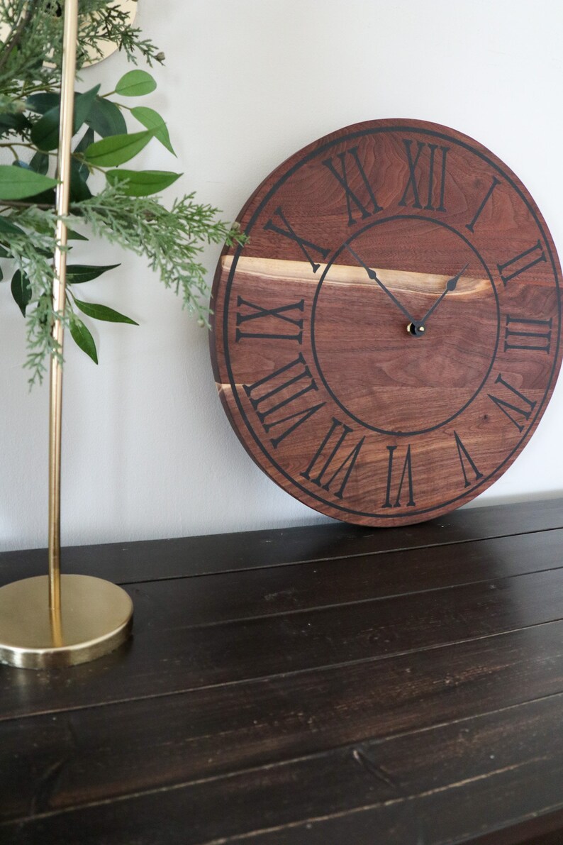 Solid Walnut Wall Clock Walnut Clock Large Wall Clock | Etsy