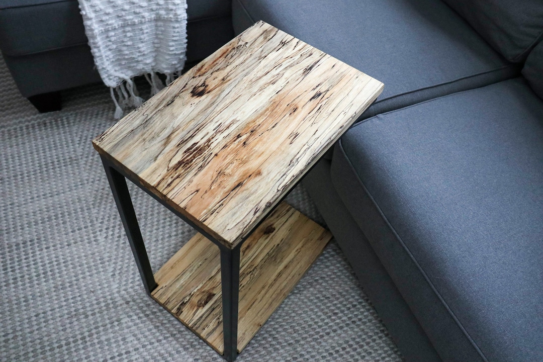 C-table, Side Table, Industrial Side Table, End Table, Spalted Maple ...