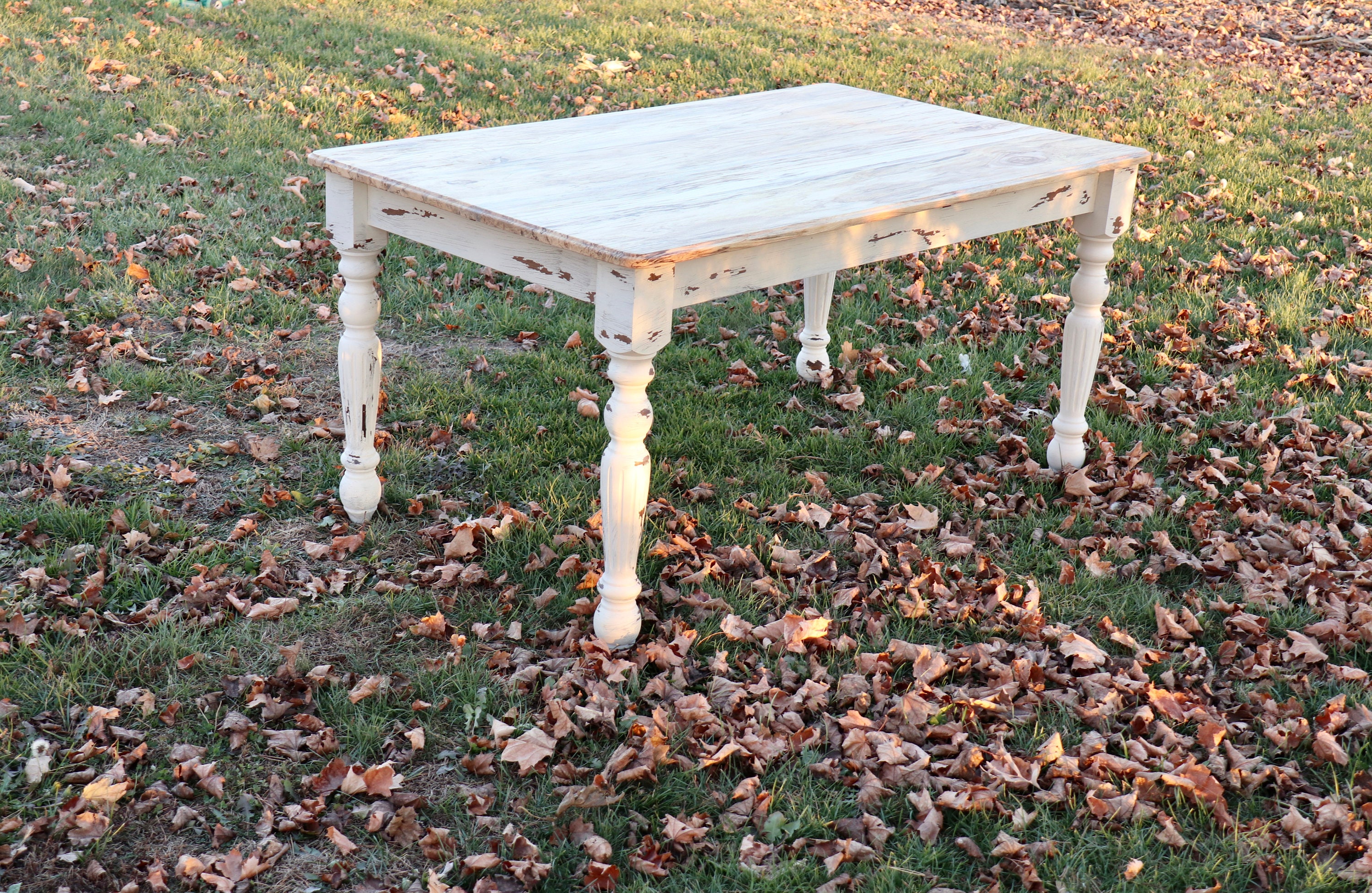 IN STOCK Spalted Maple Farmhouse Dining Table, White-distressed Paint ...