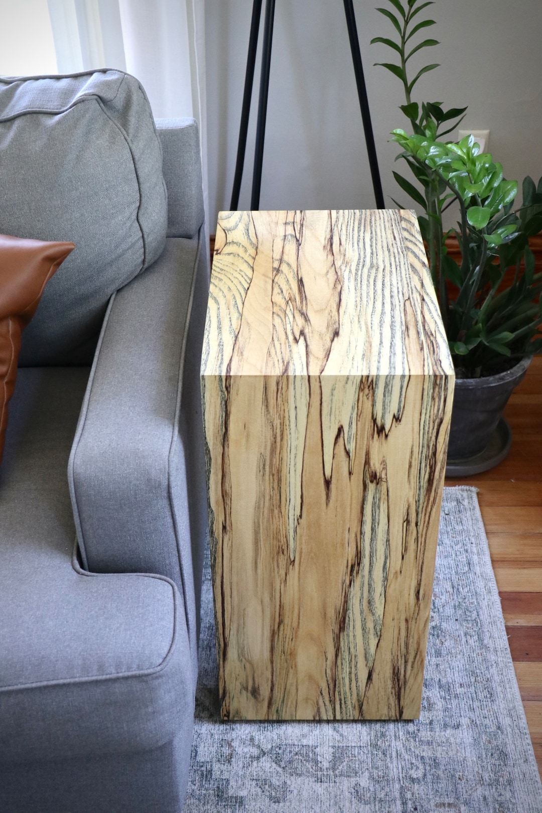 Spalted Maple Waterfall C-table, Side Table, Industrial Side Table ...