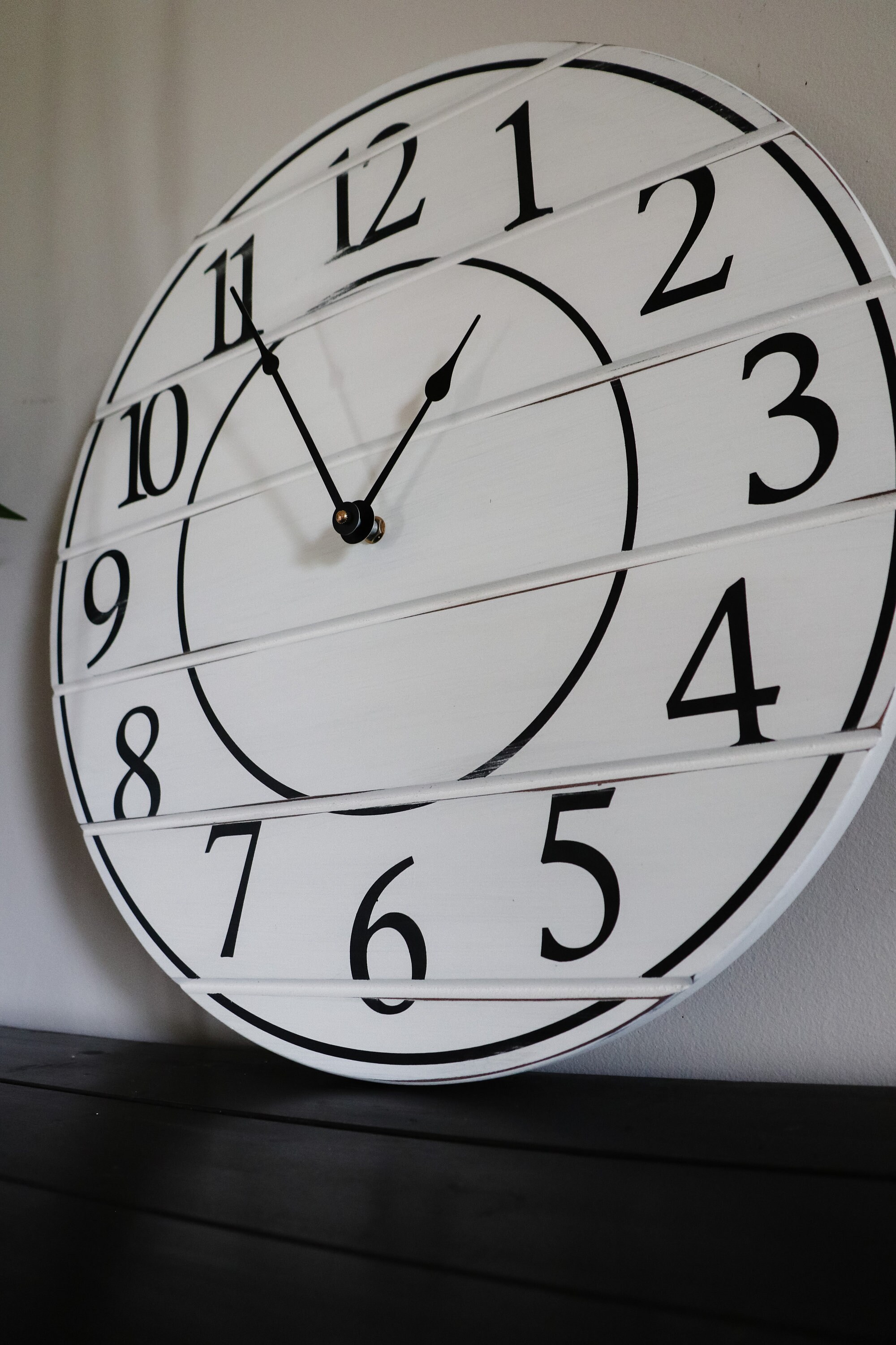 White Lightly Distressed Large Wall Clock Wall Clock | Etsy