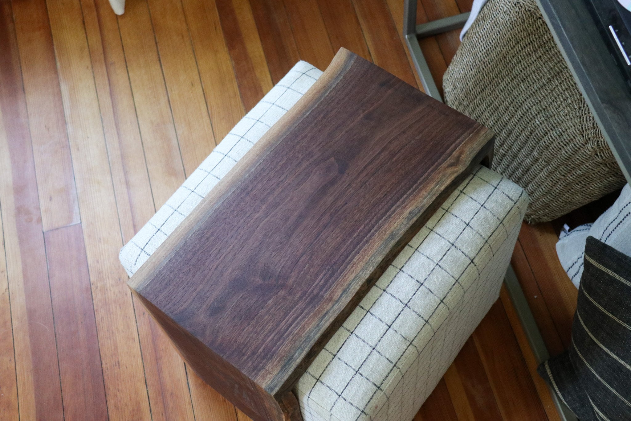 Live Edge Walnut Ottoman Foot Stool Table, Laptop Table, Side Table ...