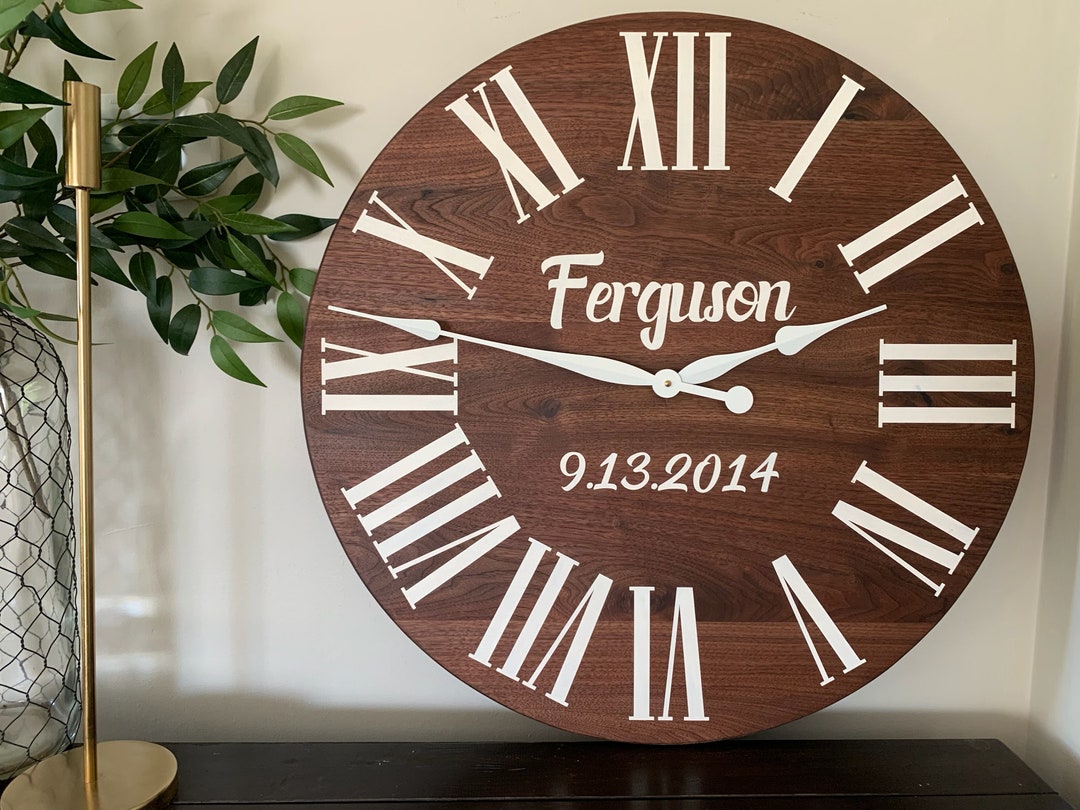Solid Walnut Wall Clock, Walnut Clock, Large Wall Clock, Decor, Wall Hanging, Unique Wood Art ...