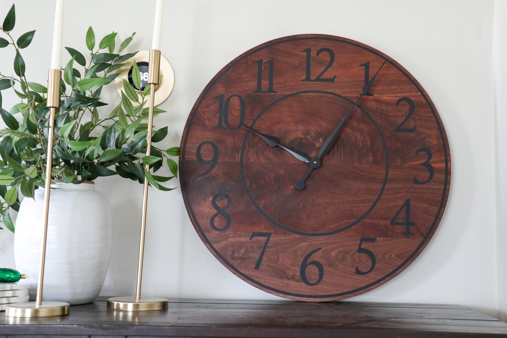 Solid Walnut Wall Clock Walnut Clock Large Wall Clock Roman - Etsy