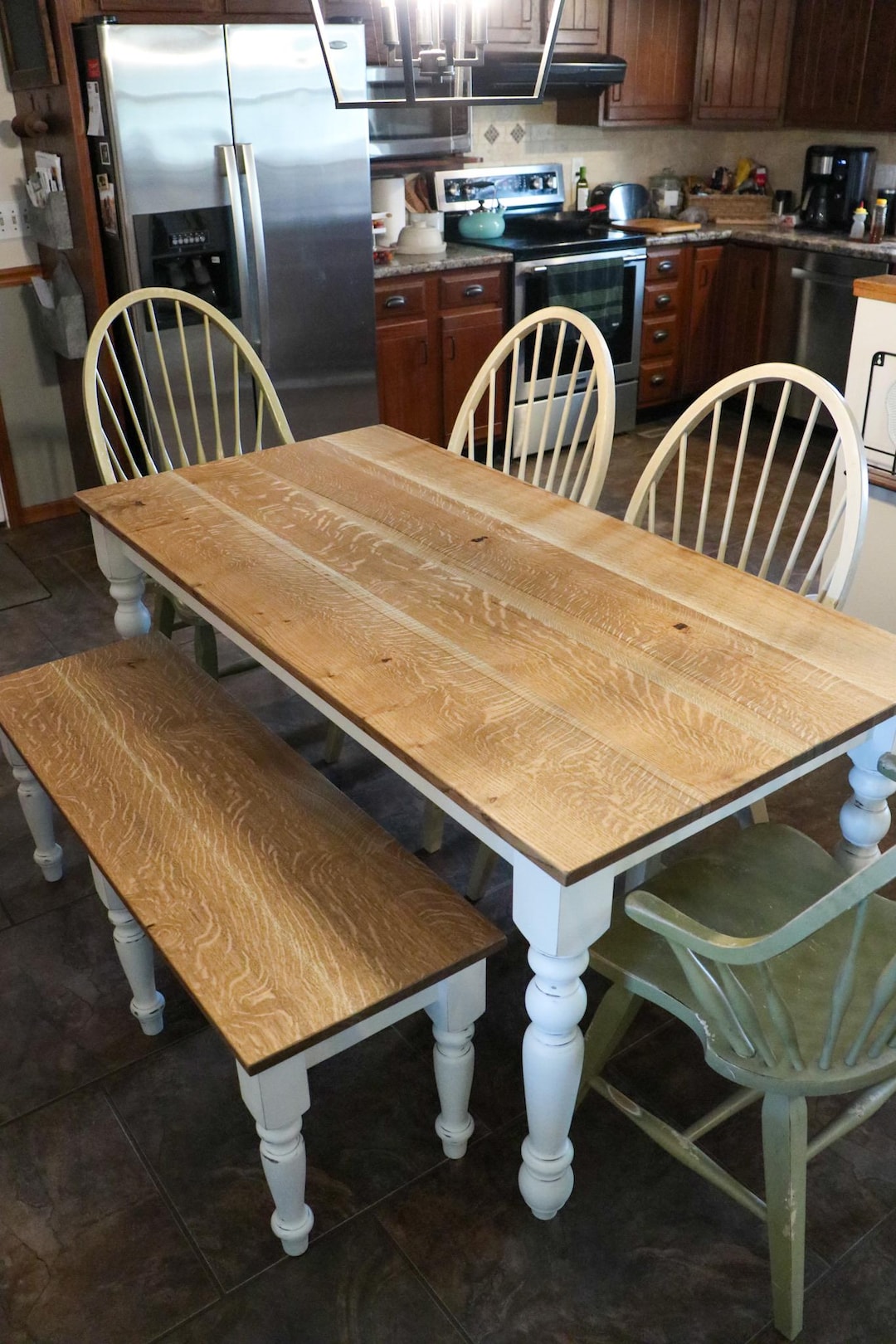 Quartersawn White Oak Farmhouse Dining Table, Wood Table, Farm Table ...