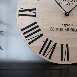 Large French Style Maple Wall Clock With Black Roman Numerals, Wooden ...