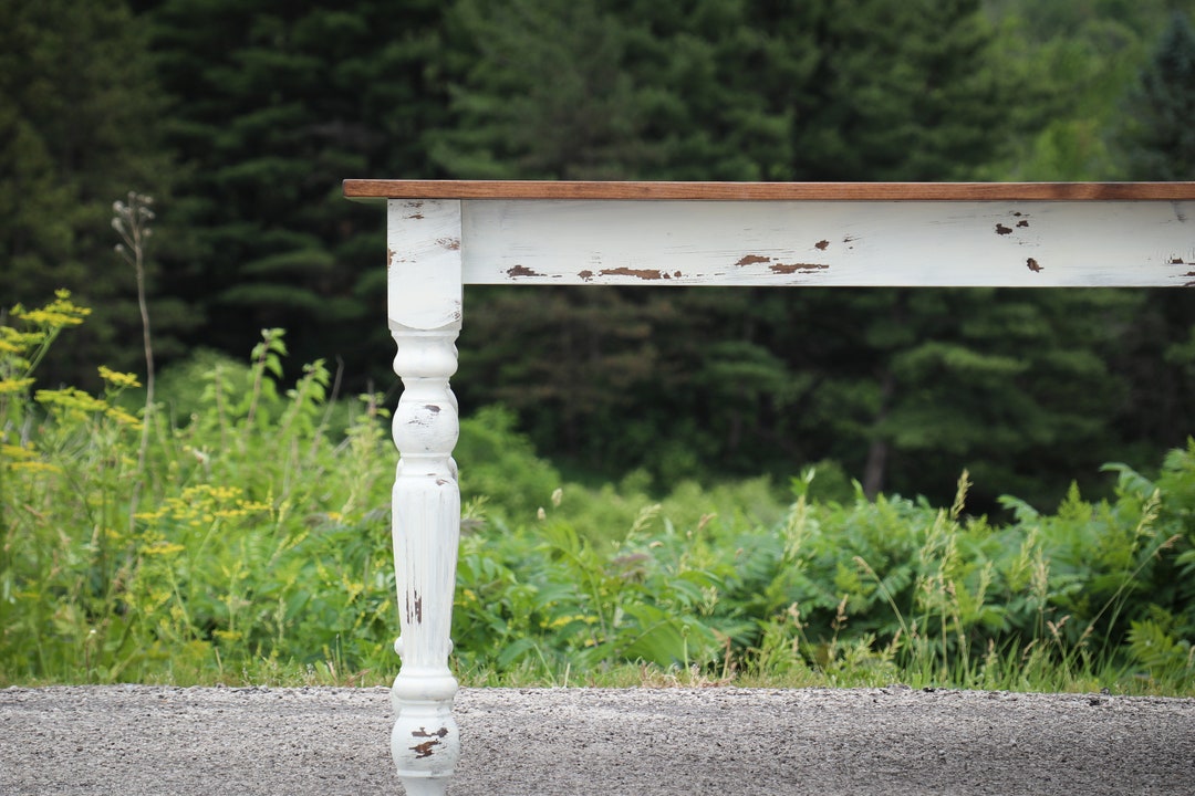 Modern Dining Table, White-distressed Painted, Wooden Dining Table ...