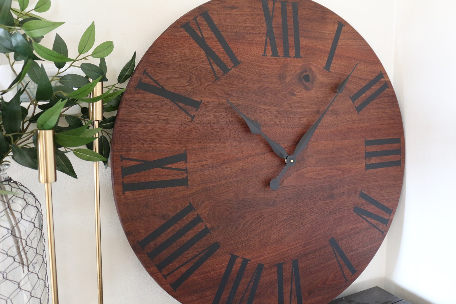Solid Walnut Wall Clock, Walnut Clock, Large Wall Clock, Decor, Wall ...