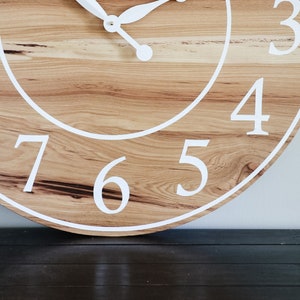 Hickory Wood Clock, Regular Numbers, Wooden Clock, Large Wall Clock ...