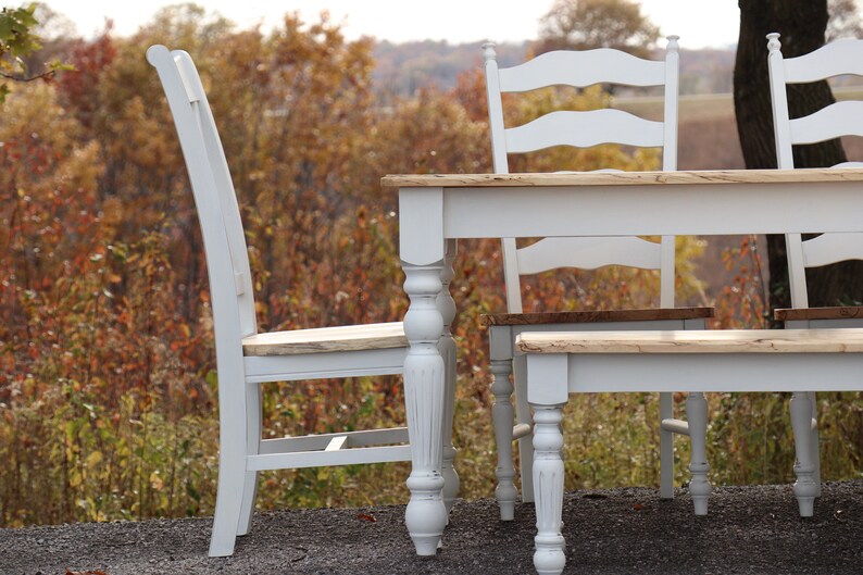 White and Spalted Maple Dining Table Set 1 Table 5 Chairs | Etsy