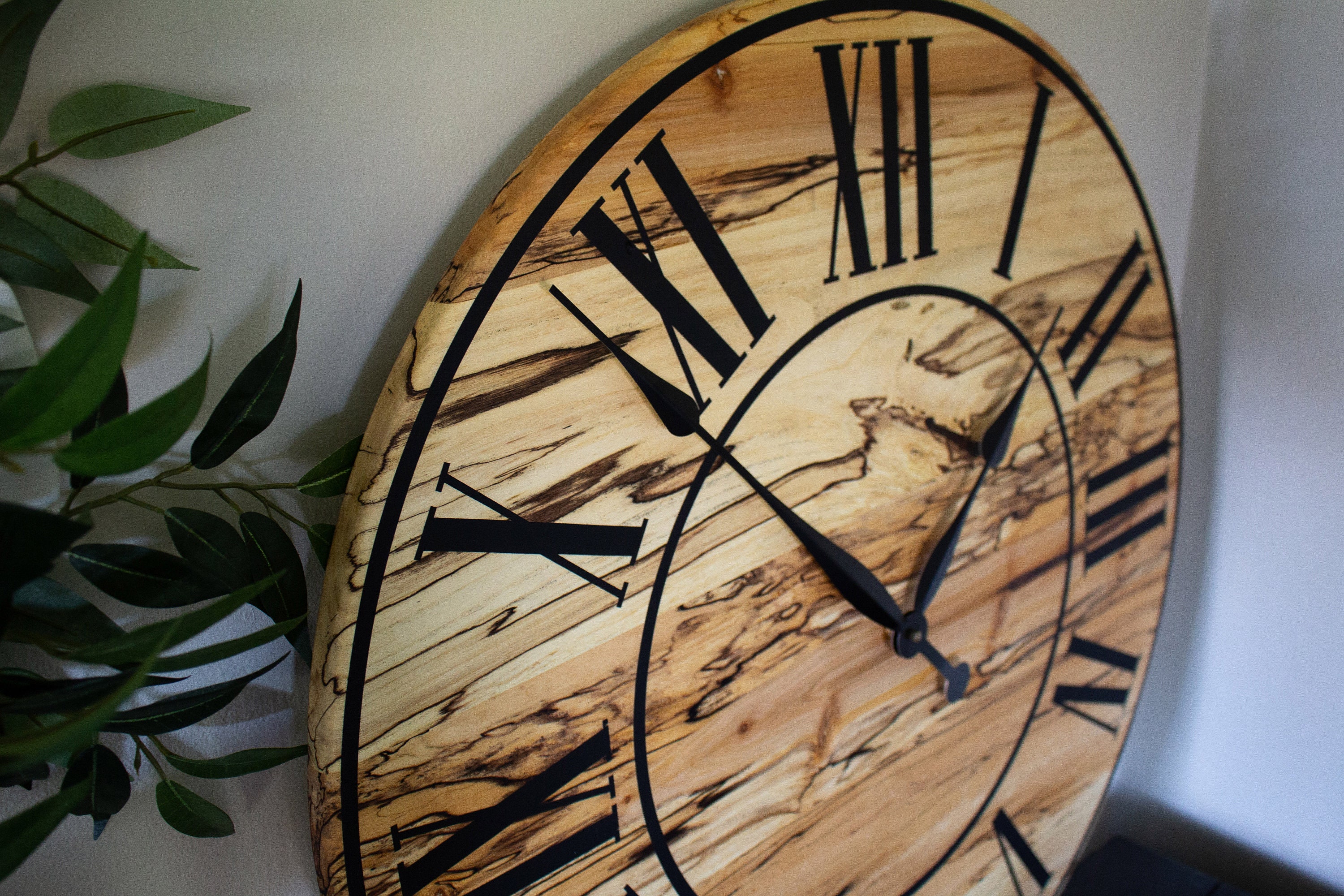 Wooden Wall Clock Spalted Maple Roman Numerals | Etsy