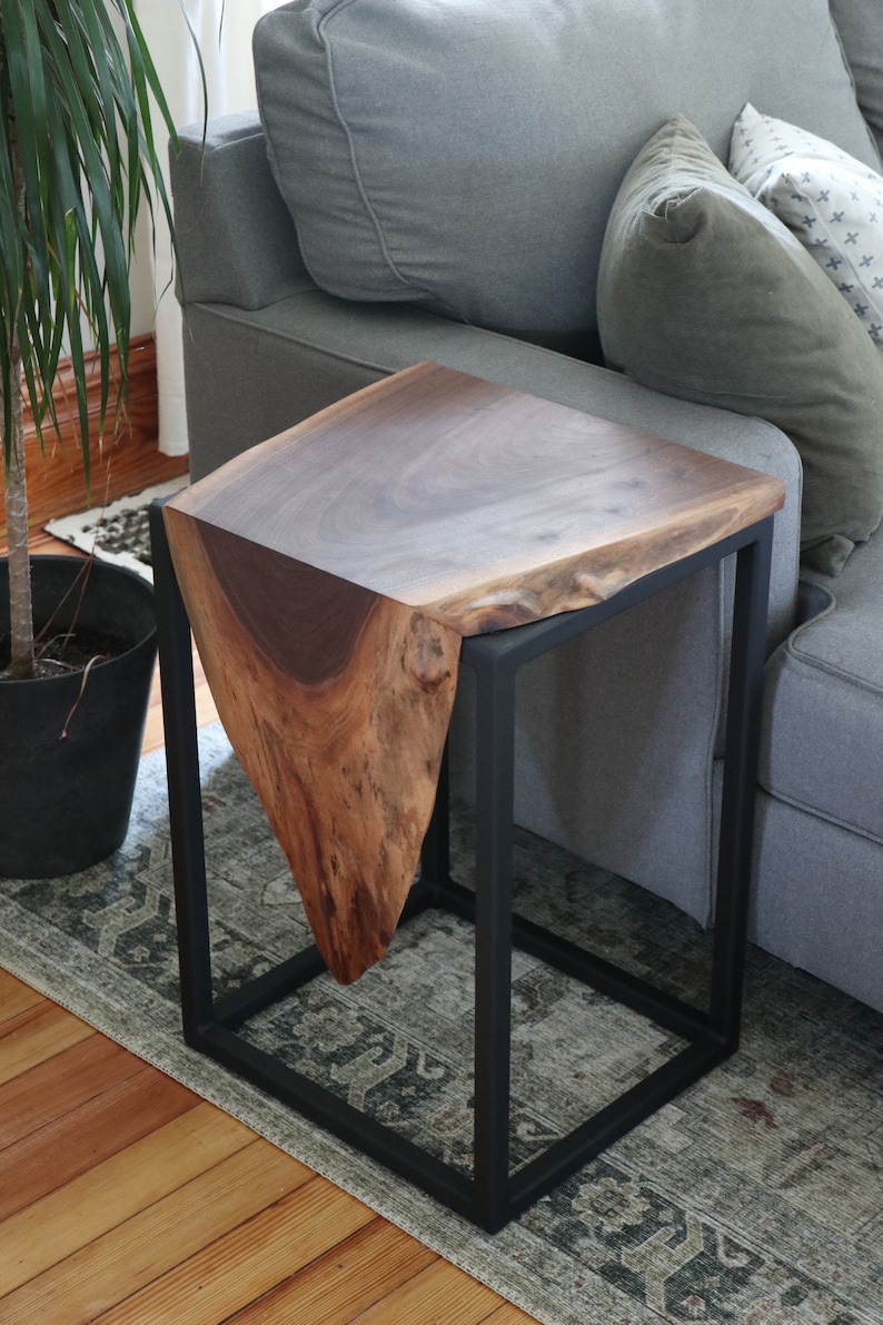 Live Edge Walnut Waterfall Cube Side Table - Etsy