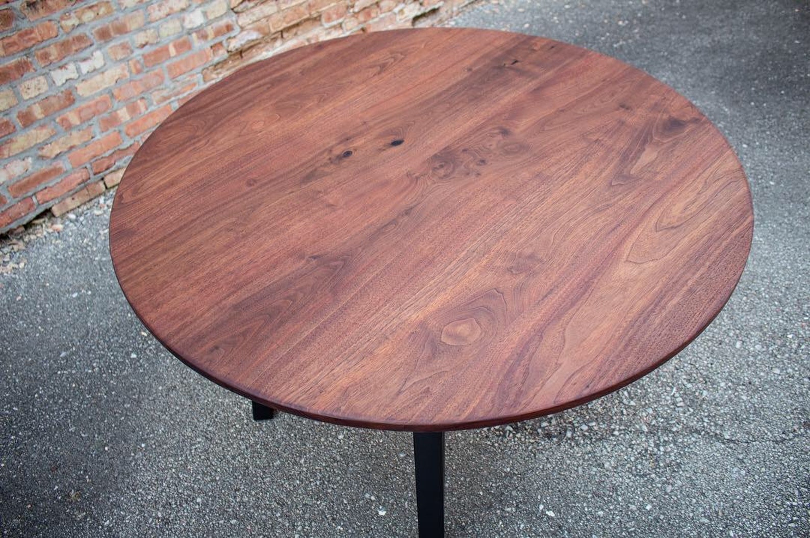 Modern Round Walnut Dining Table With Black Steel Legs | Etsy