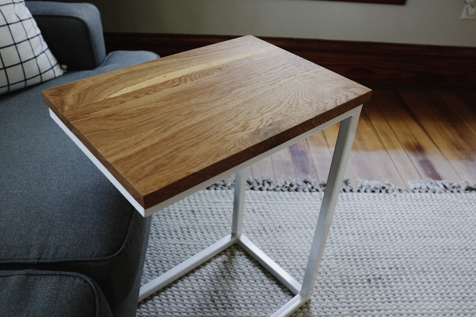 White Oak Modern C Table Industrial Side Table Laptop table | Etsy
