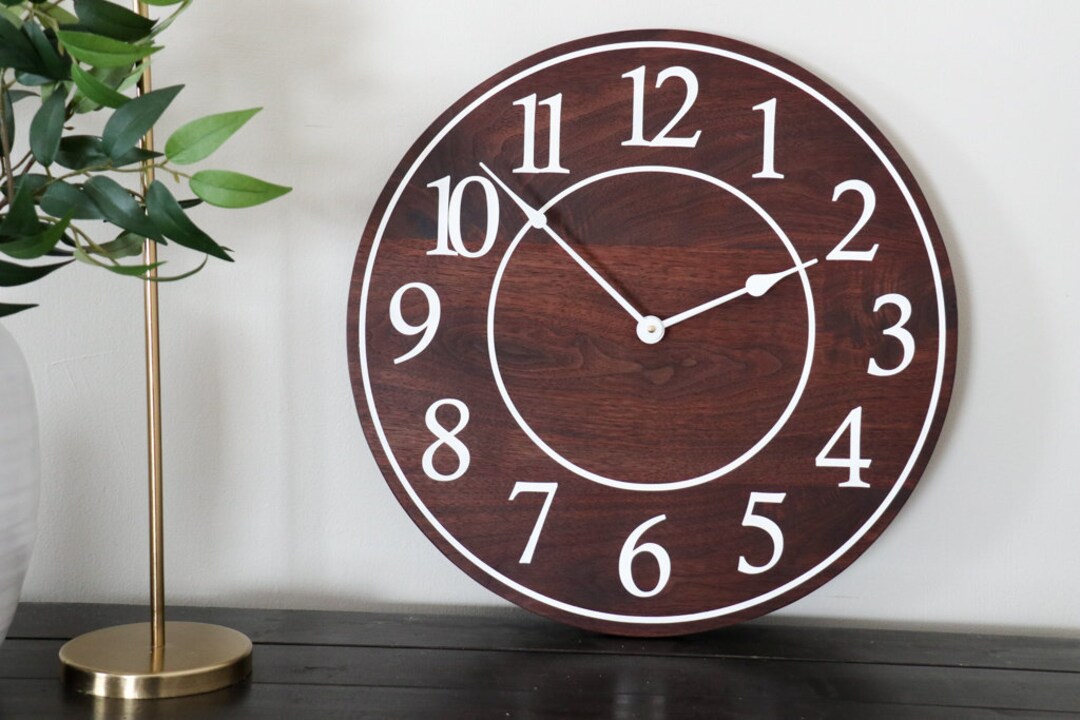 Solid Walnut Wall Clock, Walnut Clock, Large Wall Clock, Roman Numerals ...