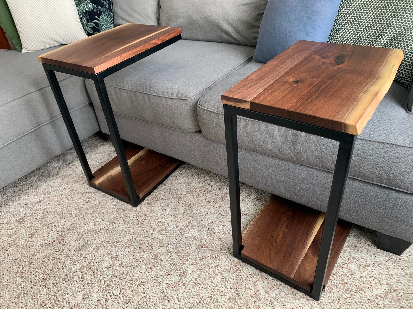 C-table Side Table Industrial Side Table End Table Walnut - Etsy