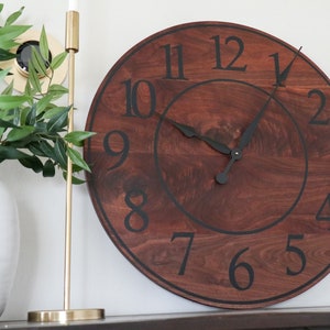 Solid Walnut Wall Clock, Walnut Clock, Large Wall Clock, Roman Numerals ...
