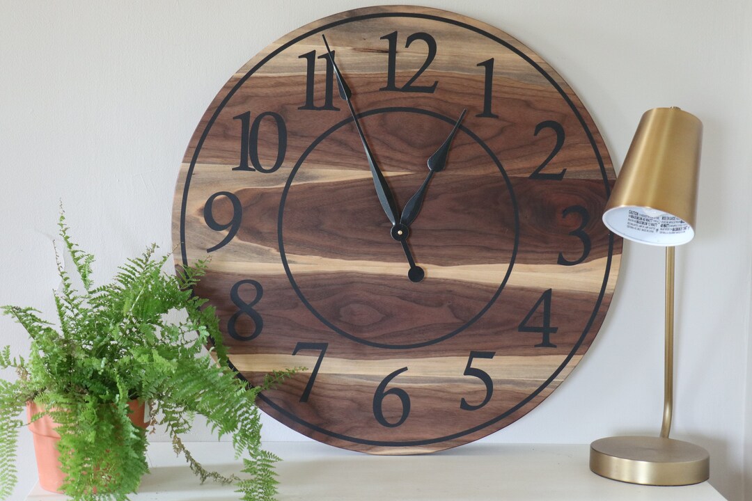 Live Edge Walnut Wall Clock, 26 Diameter, Walnut Clock, Large Wall ...