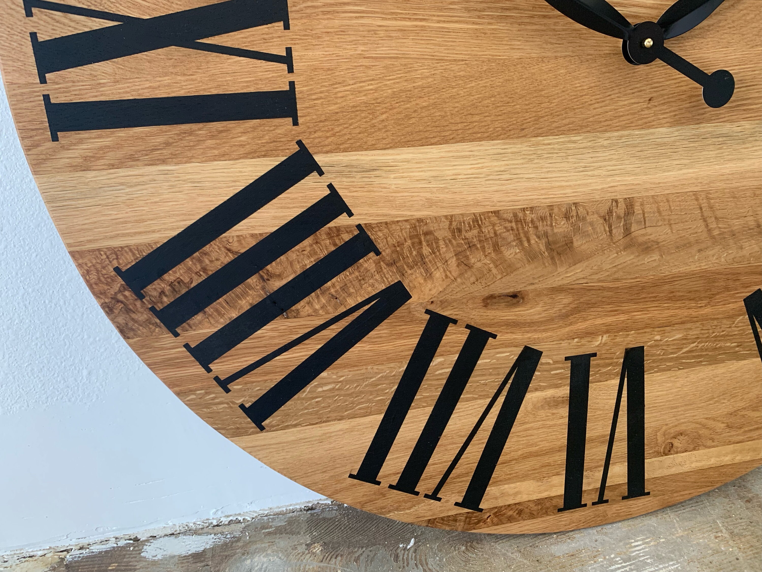Large White Oak Clock Large Wall Clock Wooden Clock Roman - Etsy