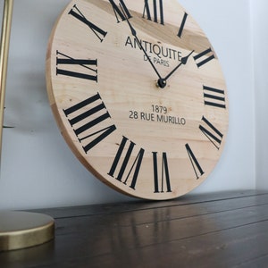 Large French Style Maple Wall Clock With Black Roman Numerals, Wooden ...