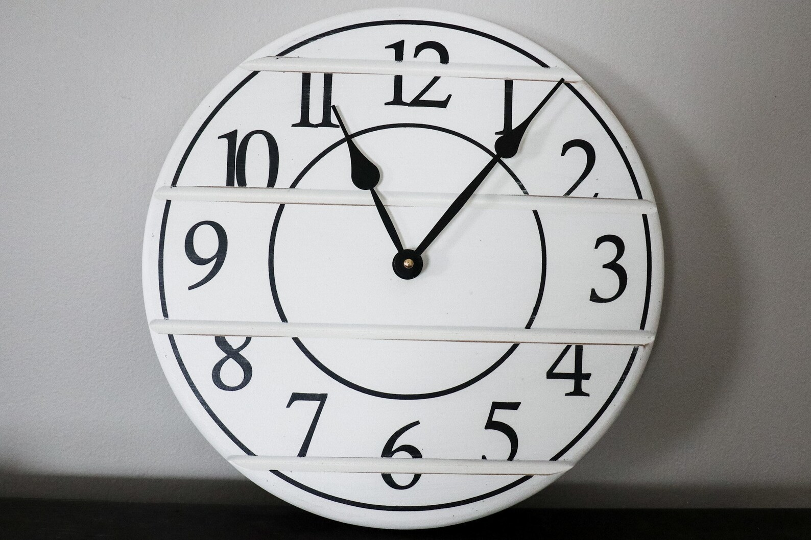 White Lightly Distressed Large Wall Clock Wall Clock Modern - Etsy