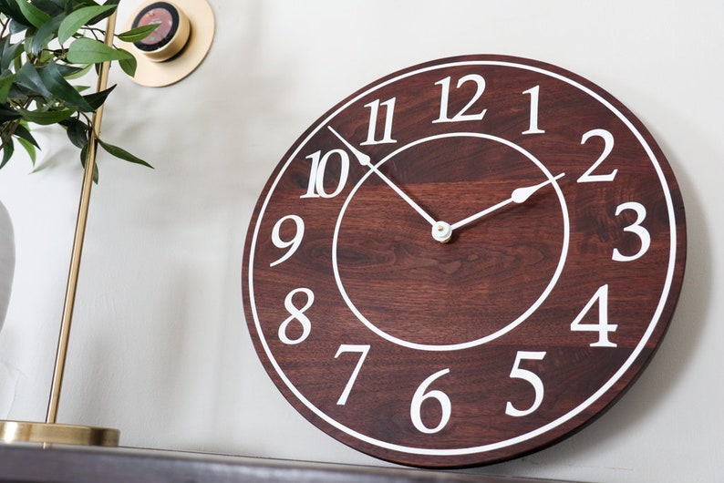 Solid Walnut Wall Clock Walnut Clock Large Wall Clock Roman - Etsy