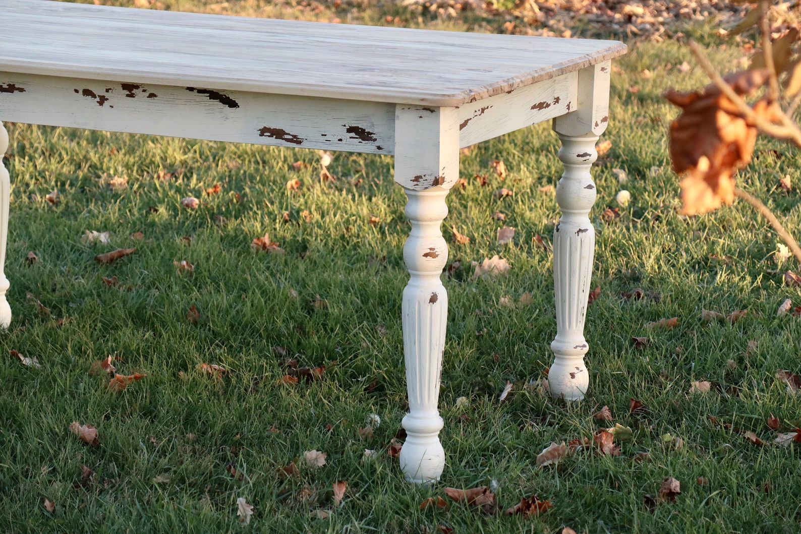 IN STOCK Spalted Maple Farmhouse Dining Table, White-distressed Paint ...