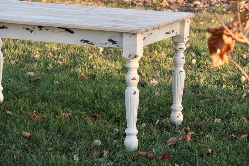 IN STOCK Spalted Maple Farmhouse Dining Table, White-distressed Paint ...