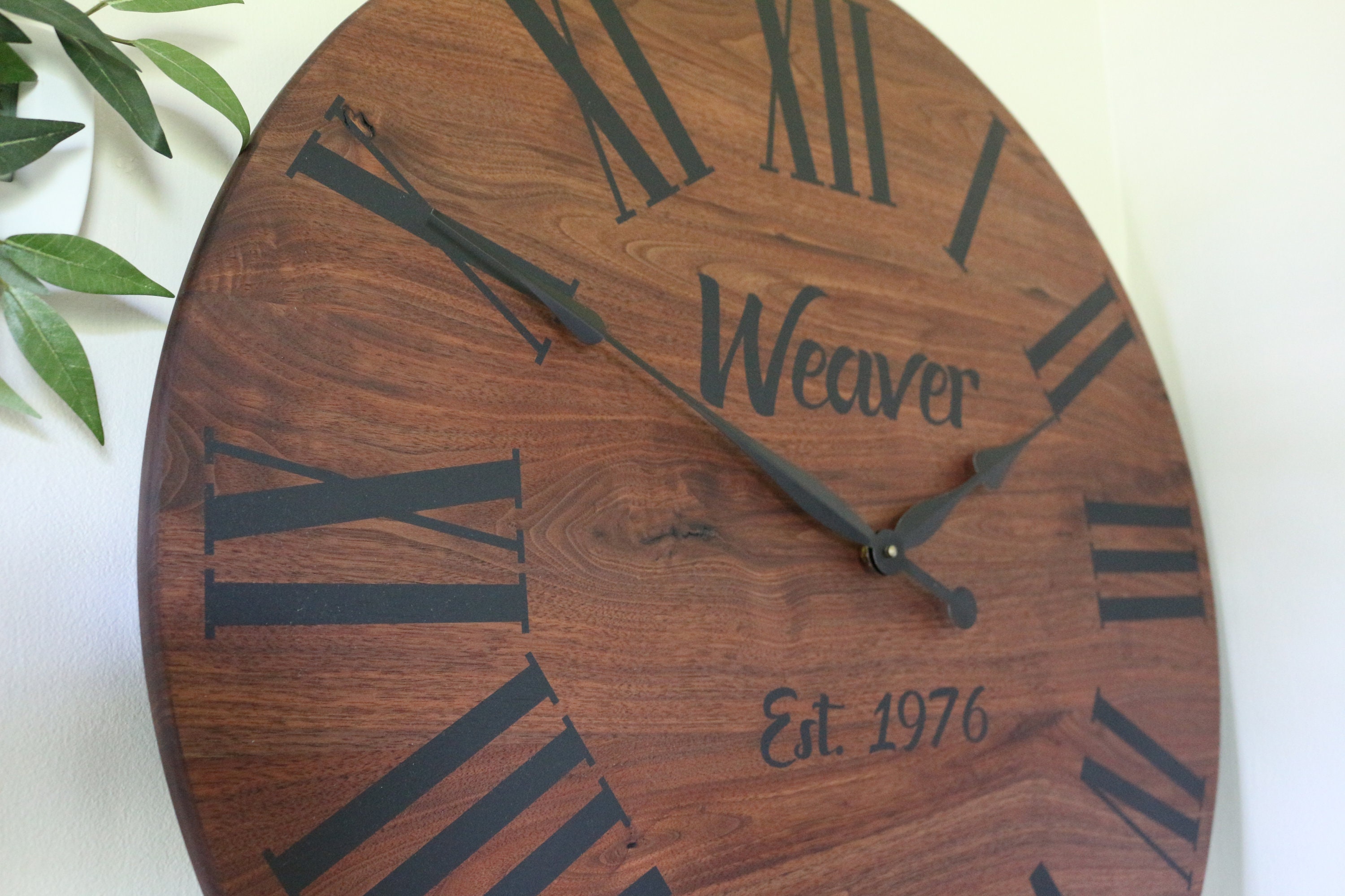 Solid Walnut Wall Clock, Walnut Clock, Large Wall Clock, Decor, Wall ...