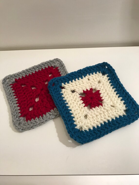 Large Granny Square Chunky Yarn Coaster - Etsy