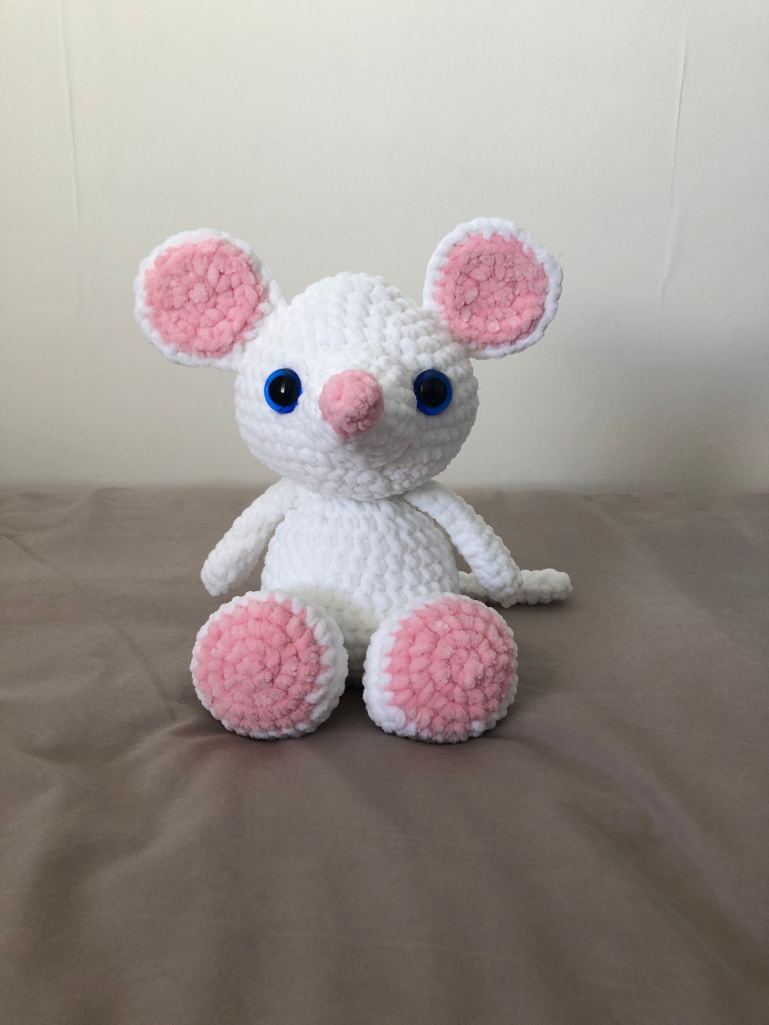 Pink & White Mouse, Crochet, Amigurumi - Etsy