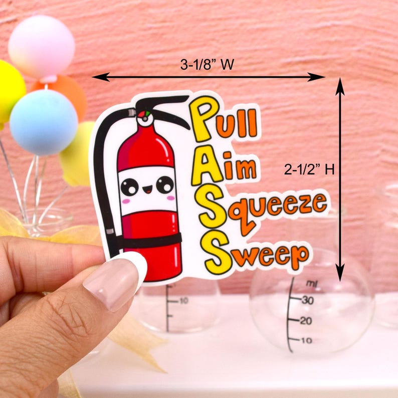 Cute Fire Extinguisher Vinyl Sticker • Fire Safety • Gift for Fireman ...