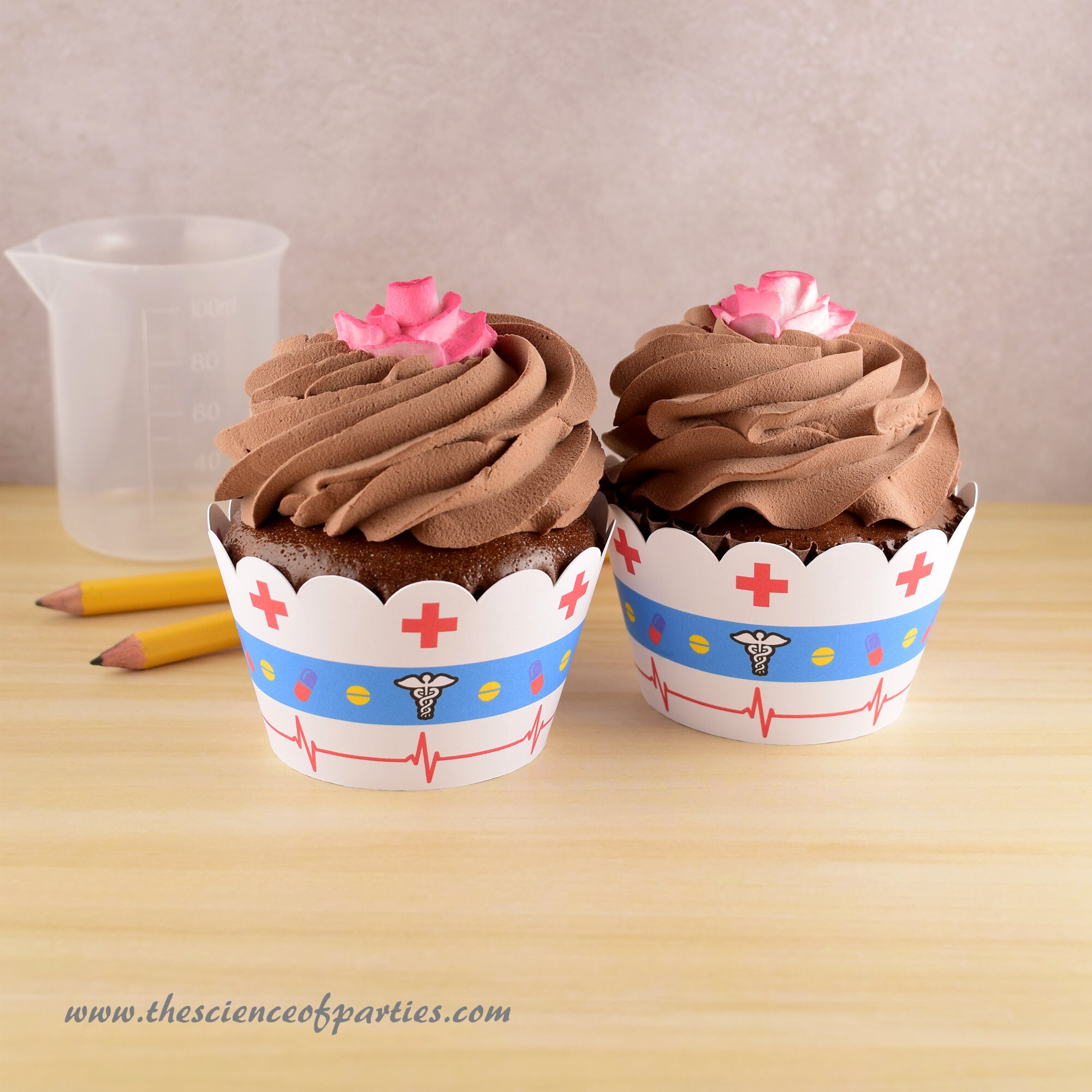 Medical Themed Cupcake Wrapper Red Cross EKG Pills - Etsy