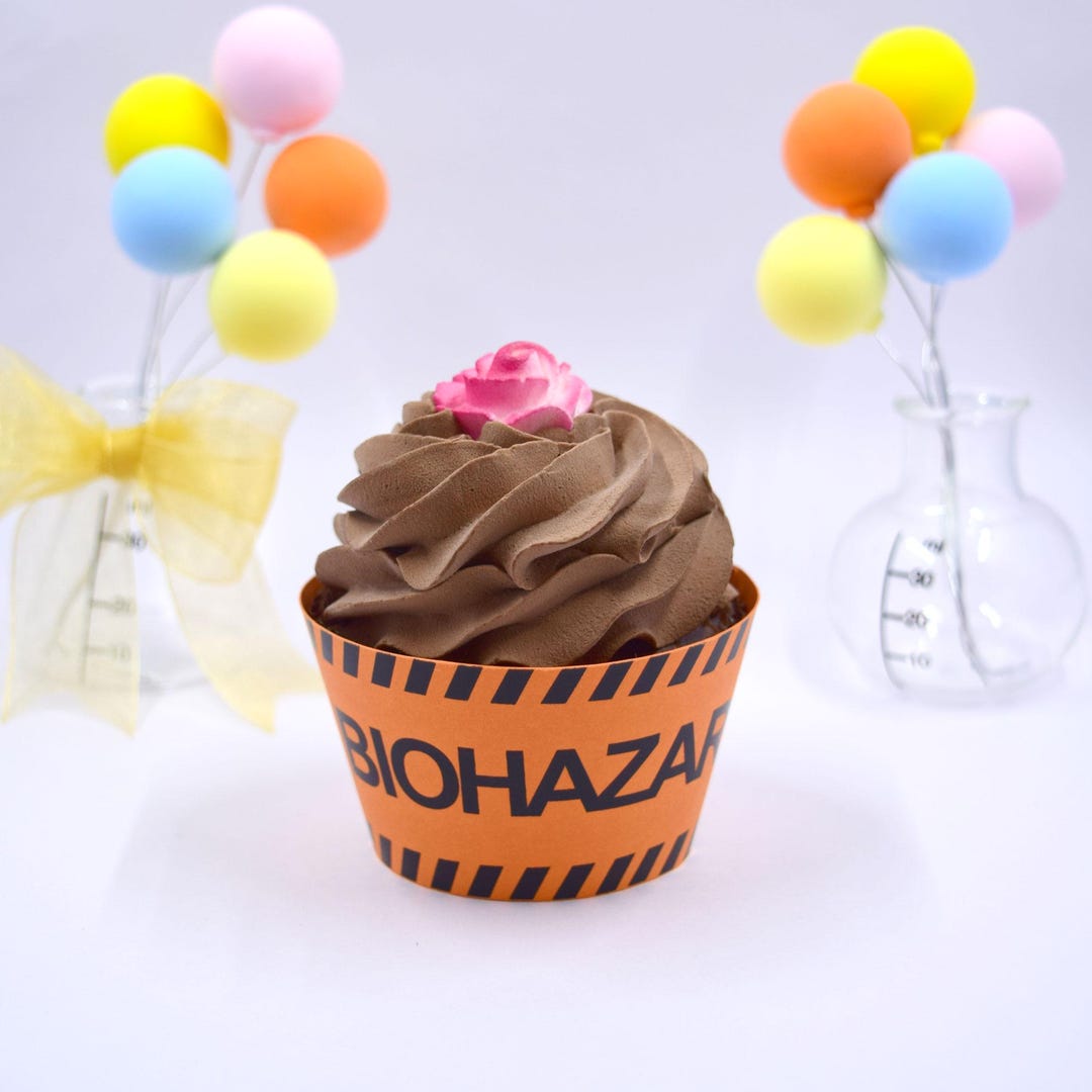 Orange Caution Biohazard Cupcake Wrappers; Laboratory, Warning - Etsy