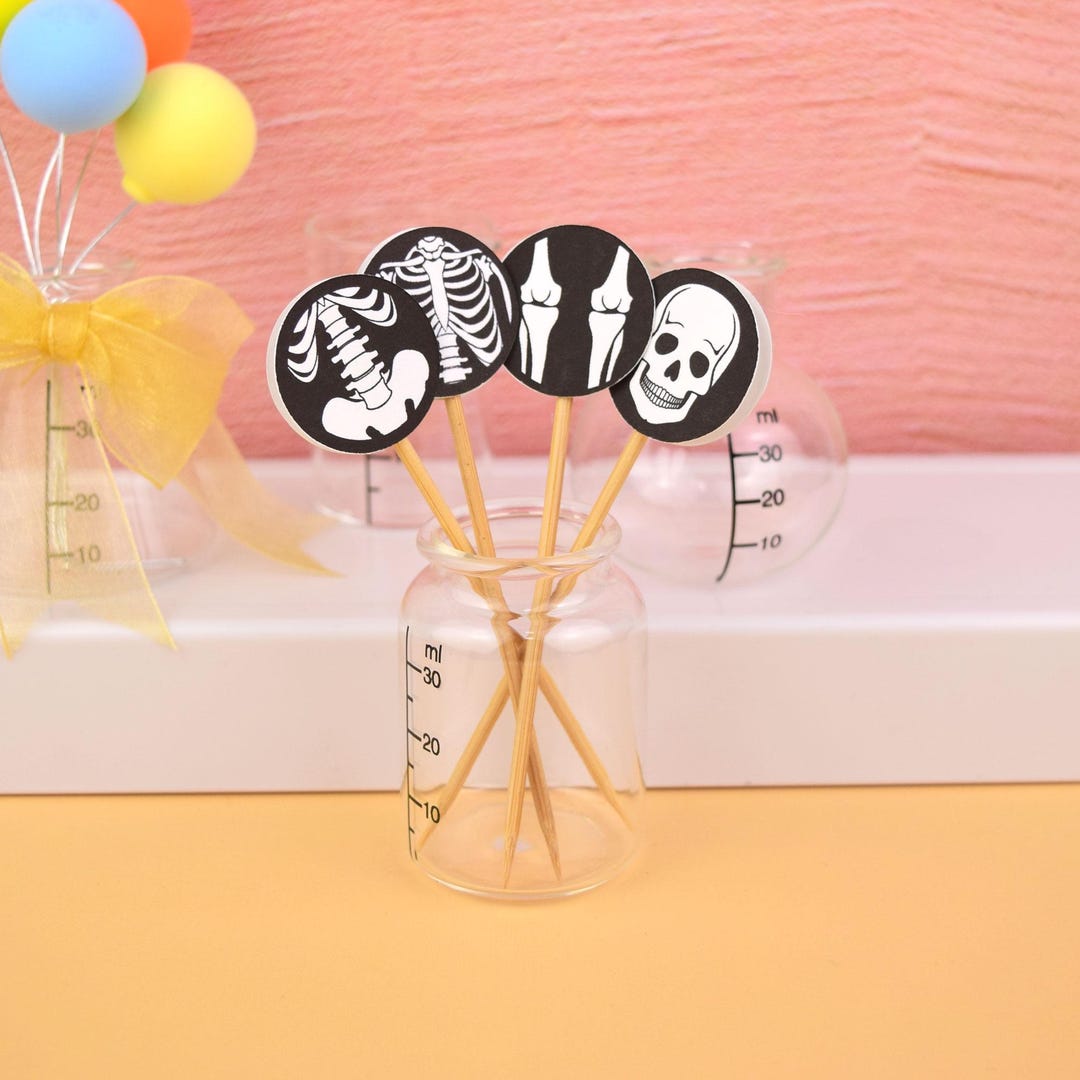 Skeleton Cupcake Toppers: Radiology & Halloween Party Decor - Etsy