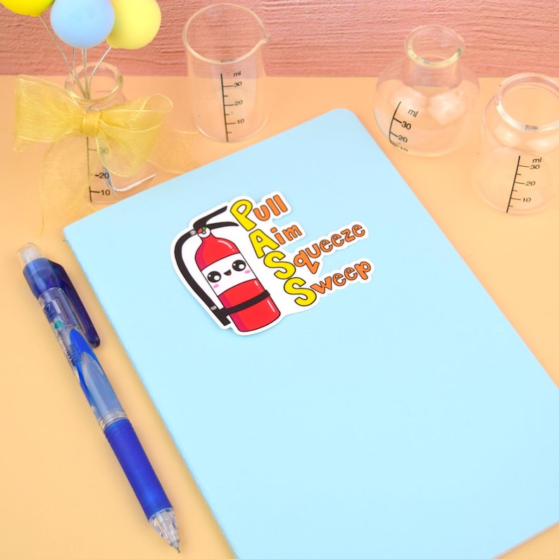 Cute Fire Extinguisher Vinyl Sticker • Fire Safety • Gift for Fireman ...