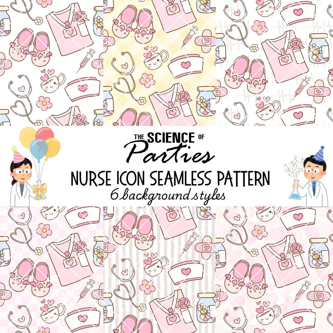 Nurse Icons Seamless Patterns • Medical Digital Paper • Scrapbooking ...