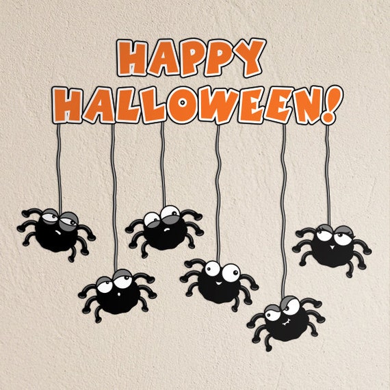 Creepy Spiders Happy Halloween Wall Decals Peel and Stick | Etsy