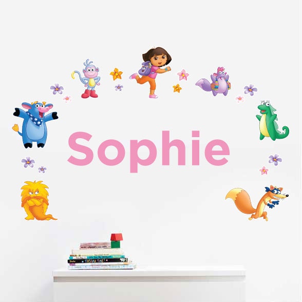 Dora the Explorer™ Personalized Name Wall Decals for Kids Bedroom Walls ...