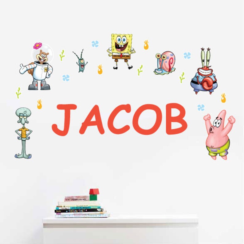 SpongeBob SquarePants™ Personalized Name Wall Decals for kids | Etsy